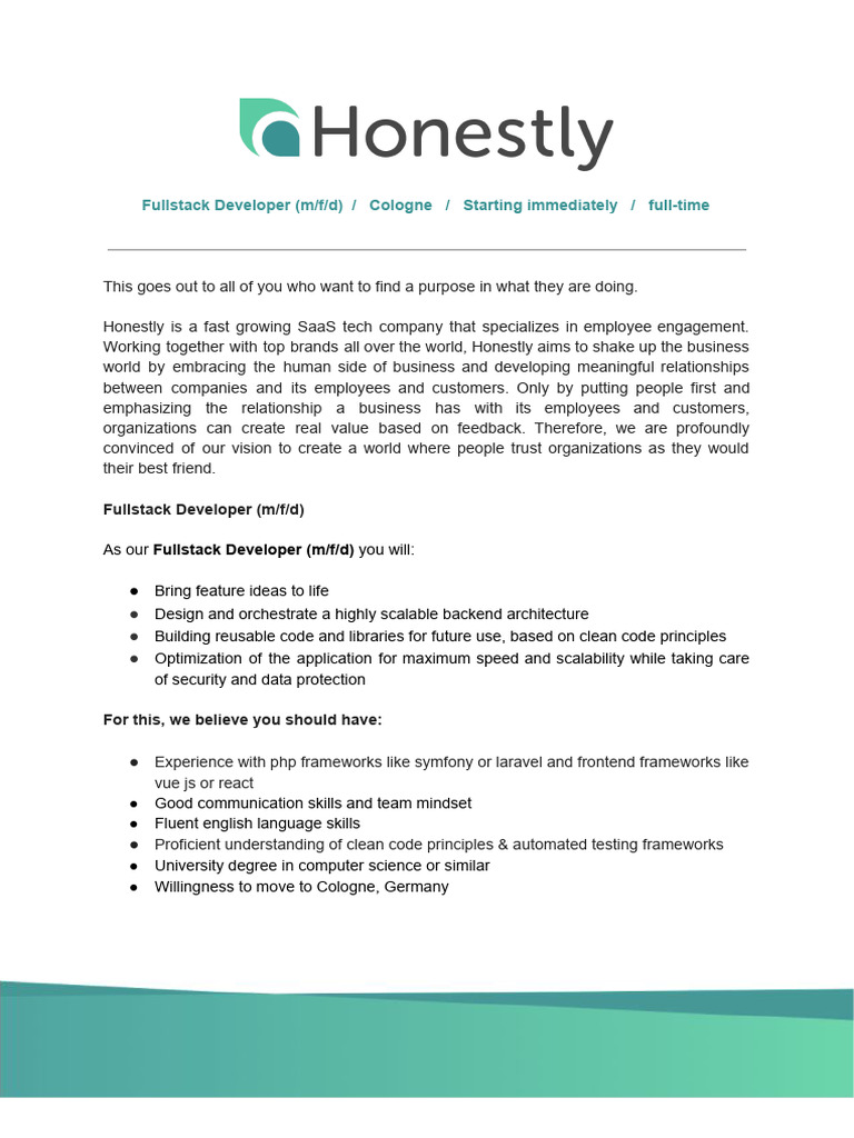Honestly Fullstack Developer EN | PDF | Computing