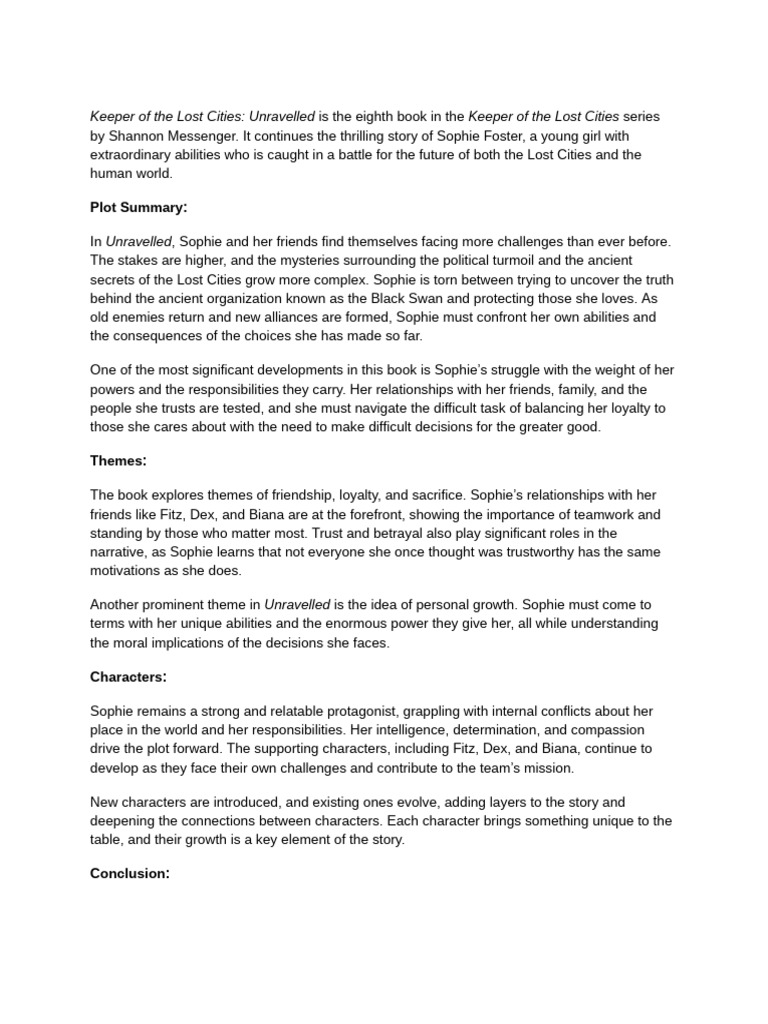 Keeper of The Lost Cities - Unravelled | PDF