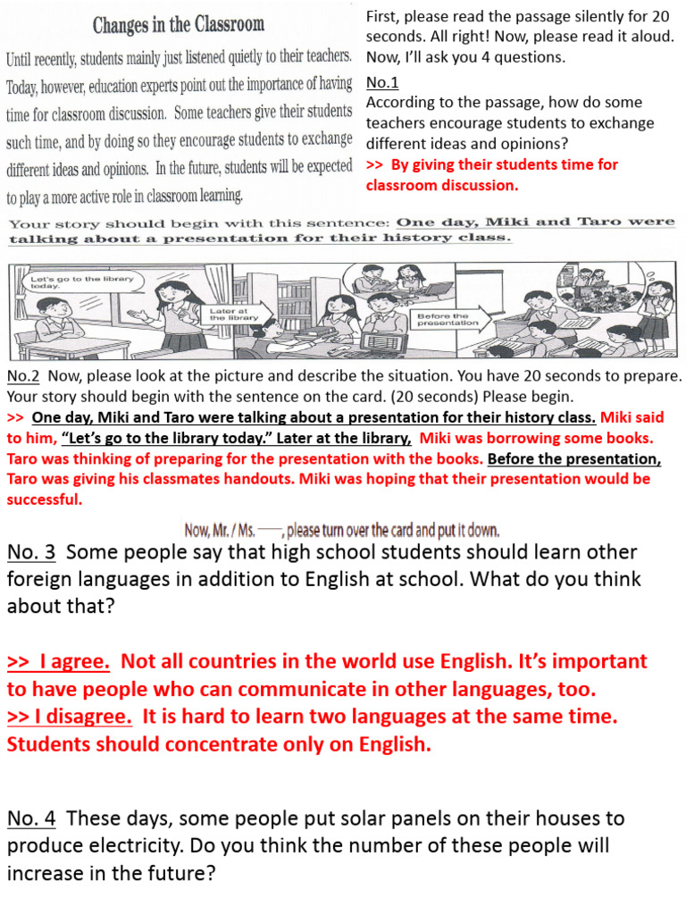 英検2級 Changes in the classroom (Hold) | PDF