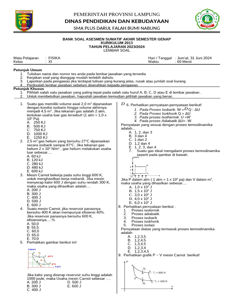 Soal Fisika ASAS Genap 2024 Kls XI K13 | PDF