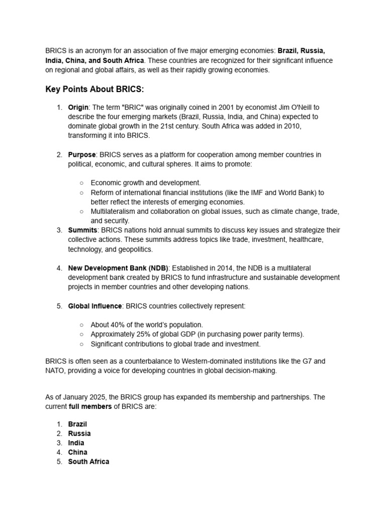 BRICS | PDF | Bric | International Relations