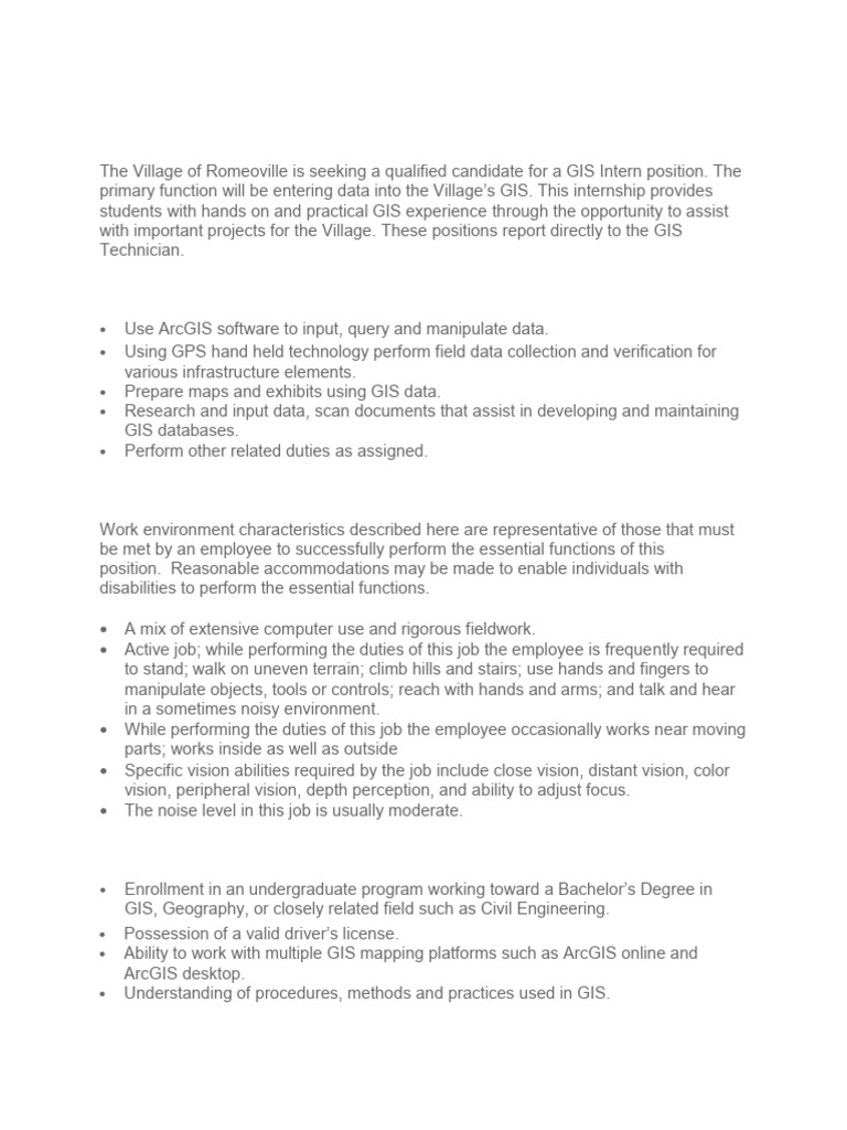 VOR GIS Intern 2024romeoville | PDF | Geographic Information System ...