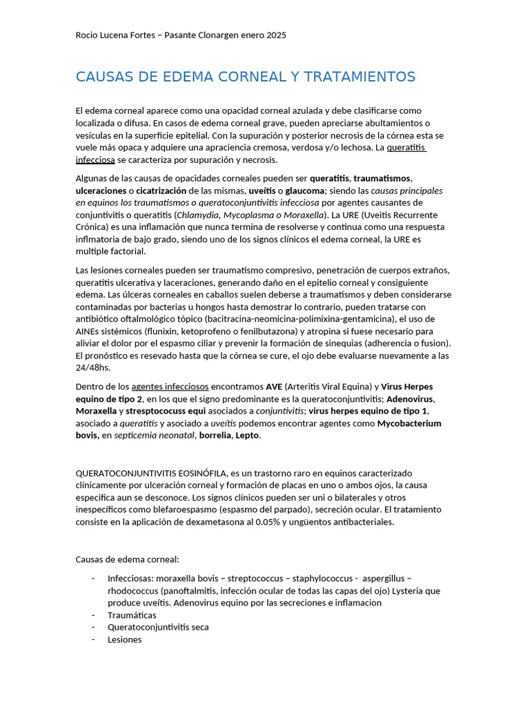 Causas y Tratamientos del Edema Corneal | PDF | Especialidades Medicas ...