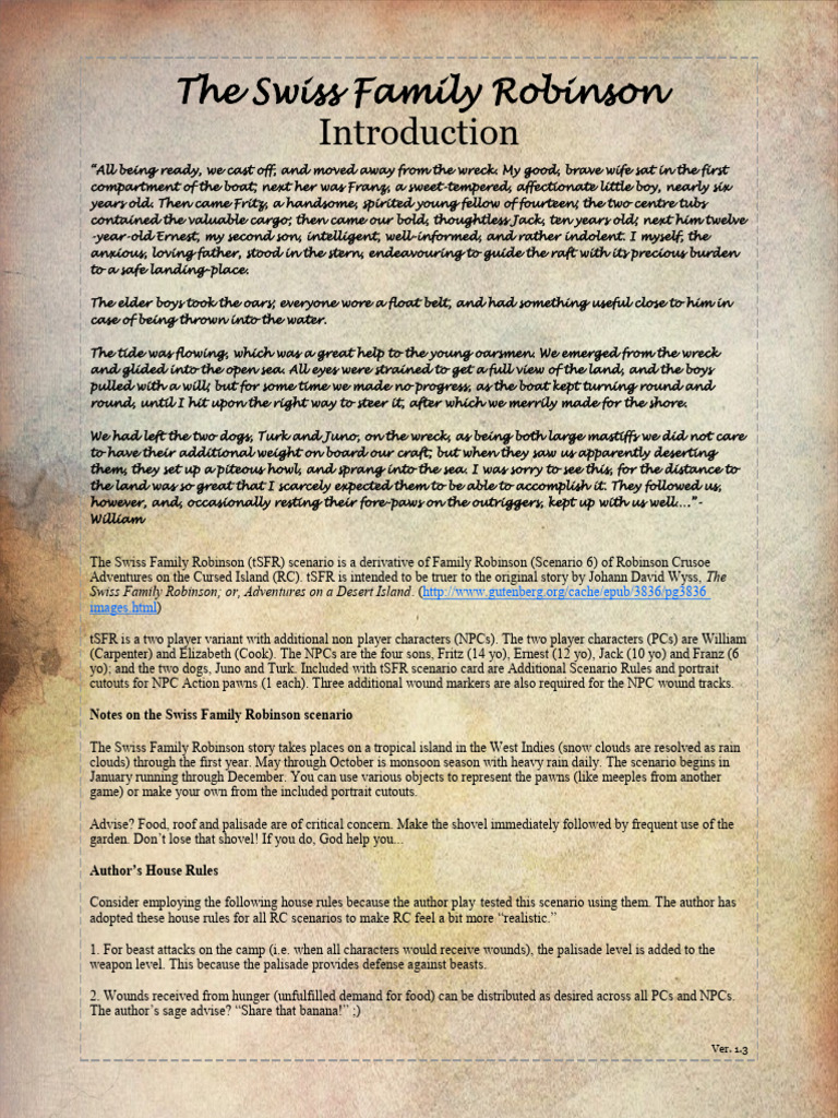 Swiss Family Robinson Scenario Guide | PDF | The Swiss Family Robinson