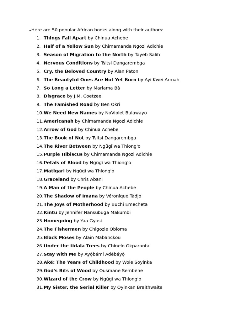Popular African Books and Authors | PDF