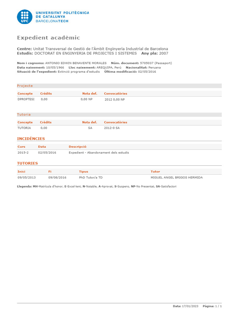 Expedient Estudiant | PDF