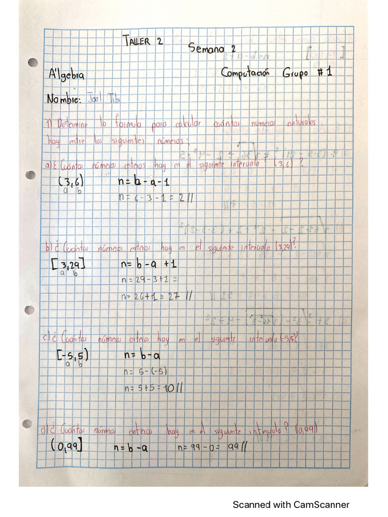 Taller de Algebra Semana 2 | PDF