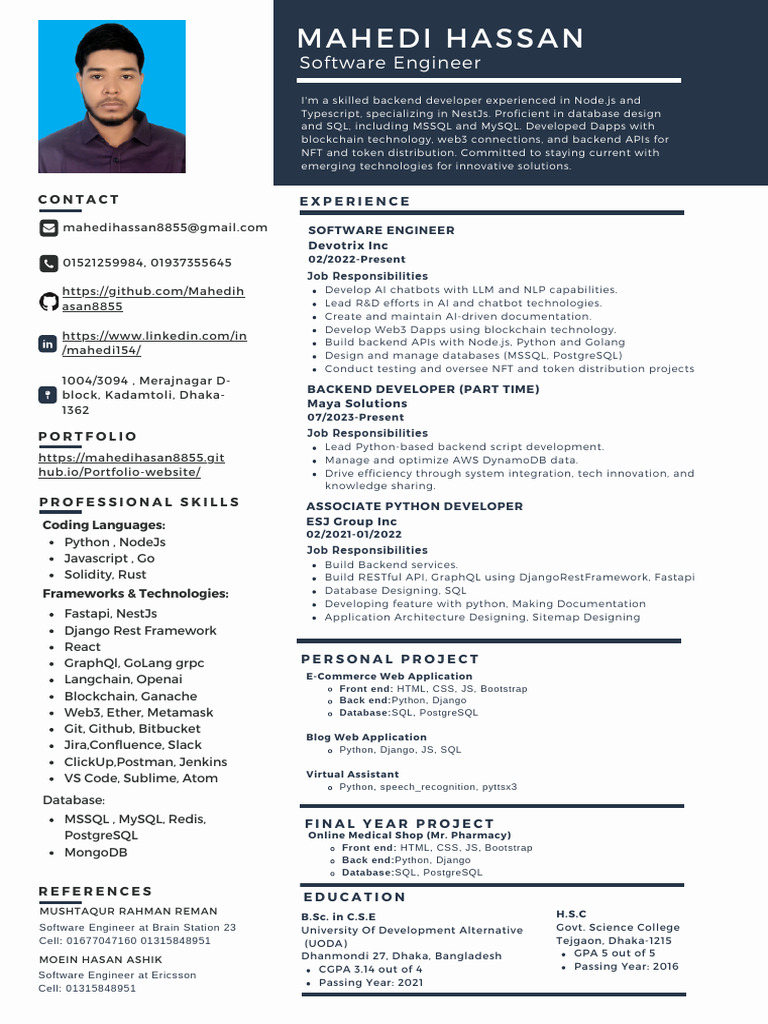 Mahedi Hassan Software Engineer Resume | PDF | Microsoft Sql Server | Databases