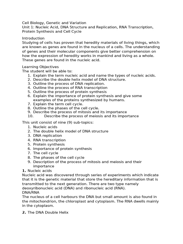 Section 2 Cell Biology, Genetics & Evolution | PDF | Meiosis ...