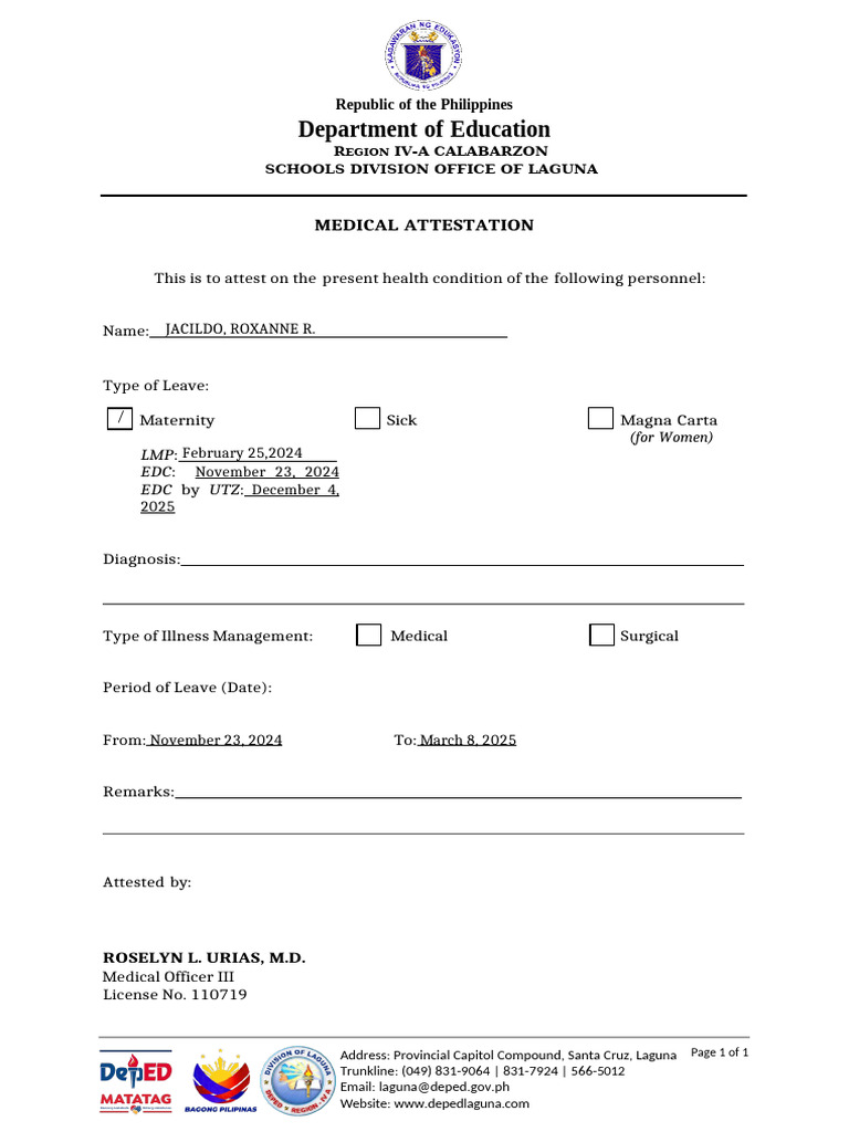 Medical Attestation - Template LATEST | PDF