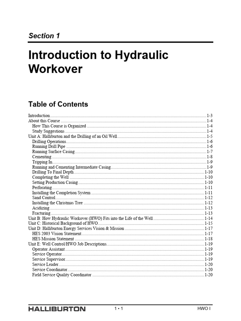HWO 1 Section 1 Introduction | PDF | Casing (Borehole) | Blowout (Well ...