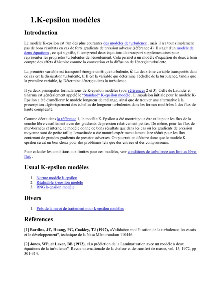K Epsilon Modele | PDF | Turbulence | Modèle mathématique
