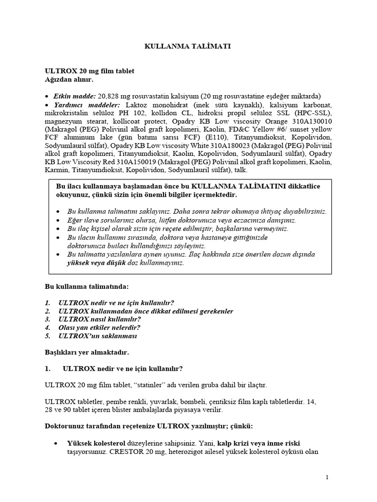 Ultrox 20 MG FTKT | PDF