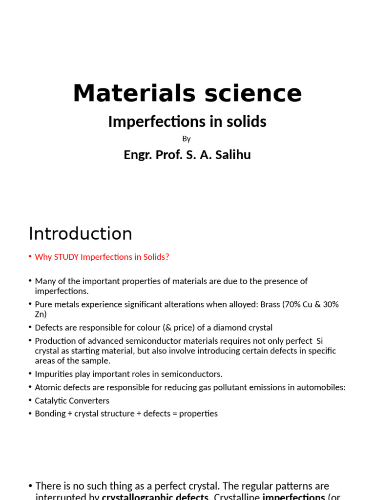 Materials Science. Imperfection in Solids | PDF | Dislocation ...