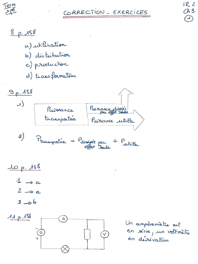 Thème N°2 - Chapitre 3 - Exercices Correction Du 8 Au 13 | PDF