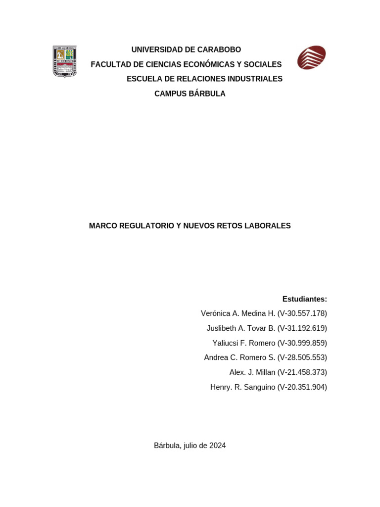 Marco Regulatorio Equipo Derecho del Trabajo | PDF | Derecho laboral ...