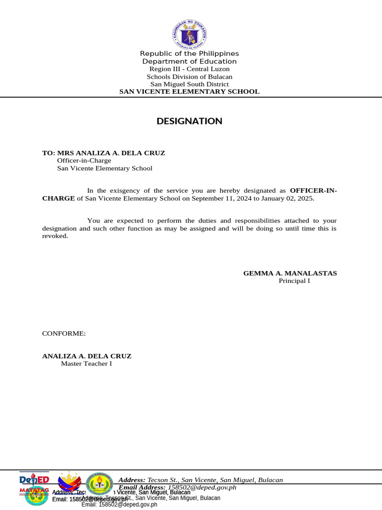 OIC Designation | PDF