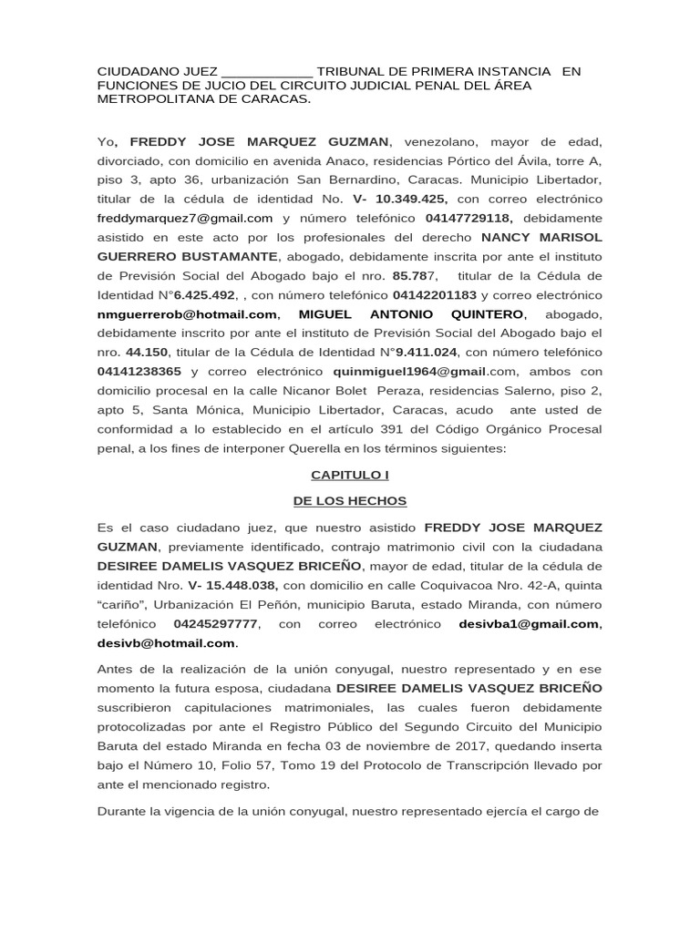 Querellas | PDF | Matrimonio | Bancos