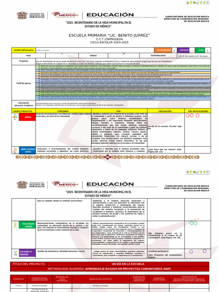 Formato Planeación Didáctica 3° | PDF | Aprendizaje | Educación primaria