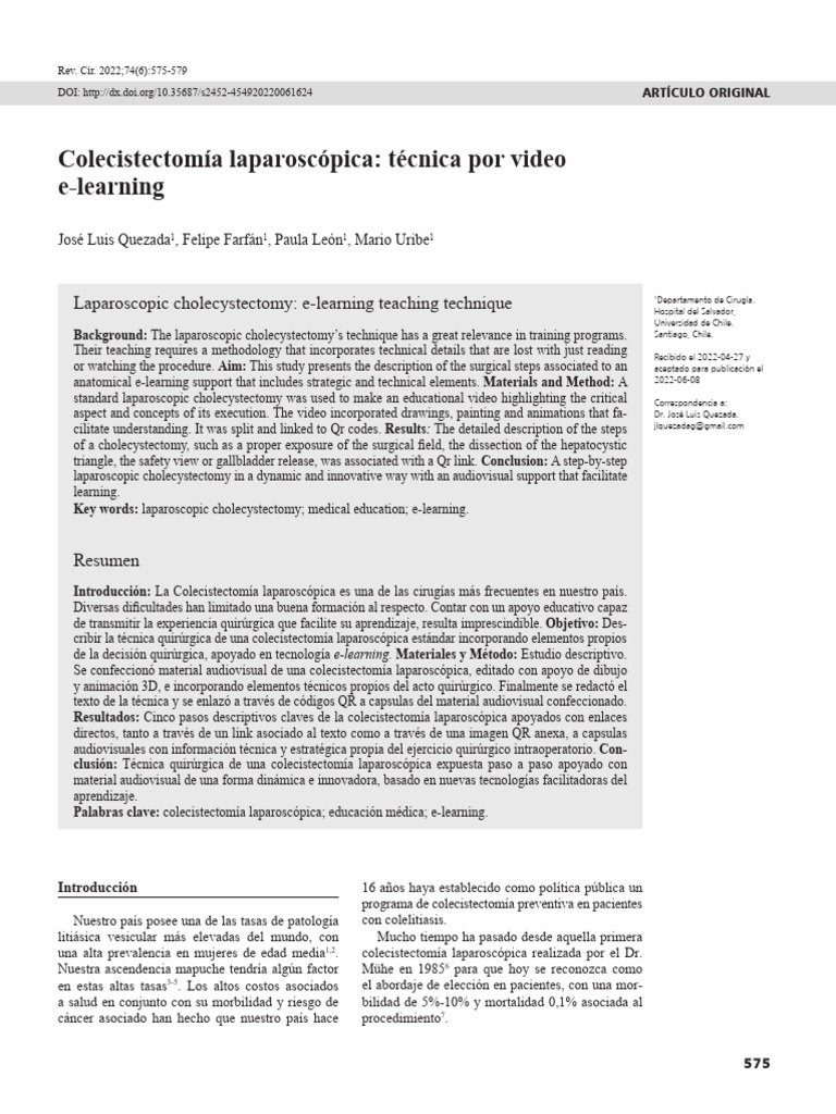 Colecistectomía Laparoscópica Técnica Por Video E-Learning | PDF ...
