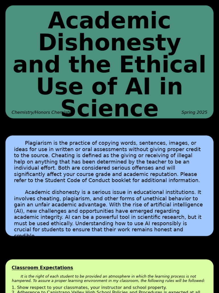 Copy of Academic Dishonesty and the Ethical Use of AI in Science ...