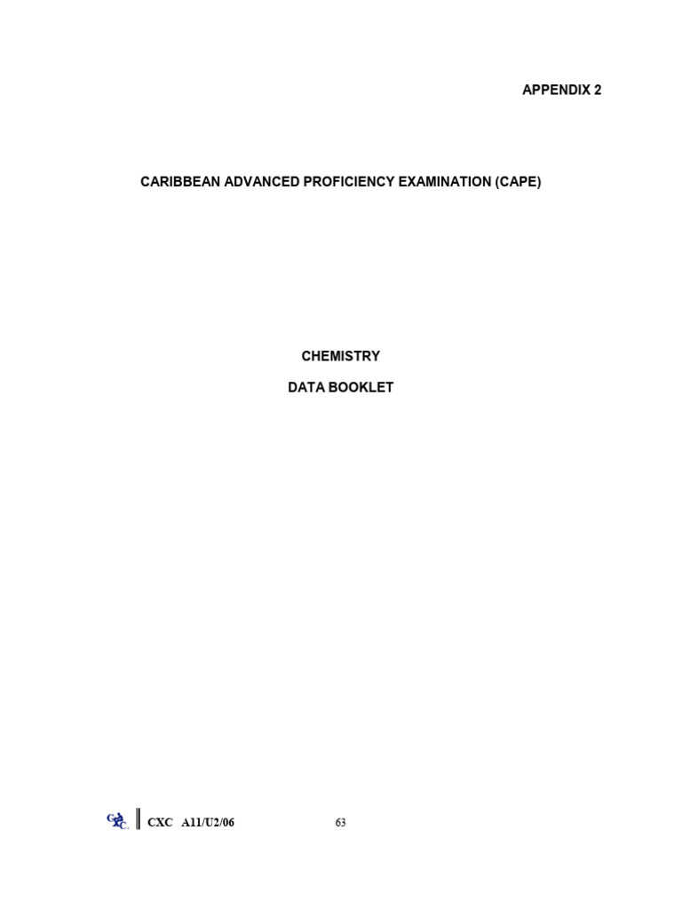 Chemistry Data Booklet | PDF | Mole (Unit) | Ester