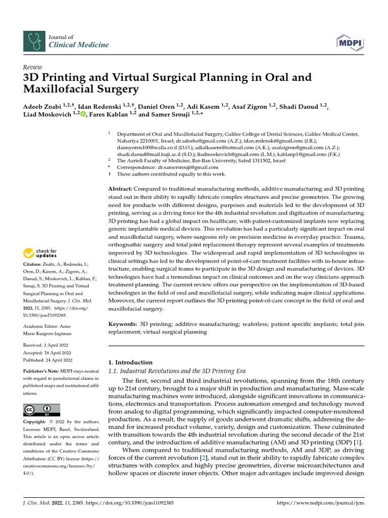 3D Printing and Virtual Surgical Planning in Oral and | PDF | 3 D ...
