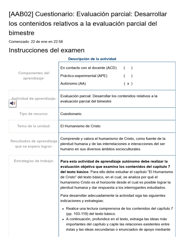 Examen_ [AAB02] Cuestionario_ Evaluación Parcial_ Desarrollar Los Contenidos Relativos a La ...