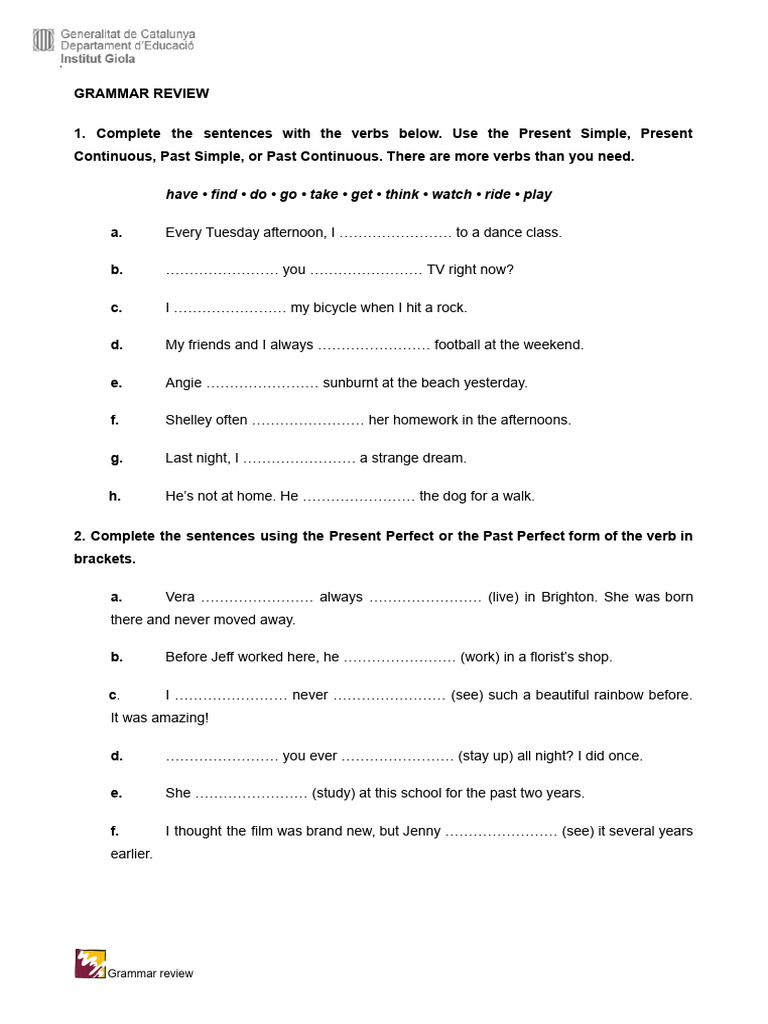 Grammar Review - End of The Year | PDF | Languages | Foreign Language ...