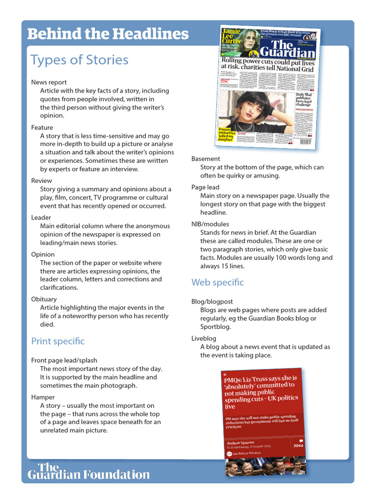 Types of News Stories Explained | PDF | Newspapers | Electrical Grid