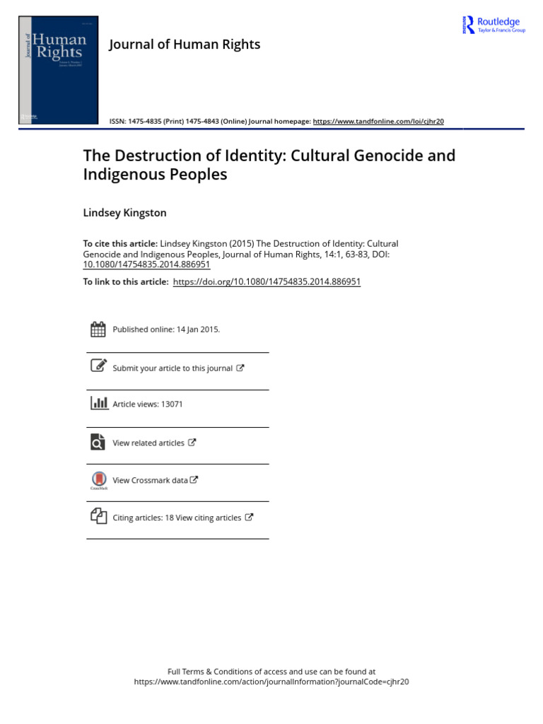 Kingston 2015 - The Destruction of Identity - Cultural Genocide and ...