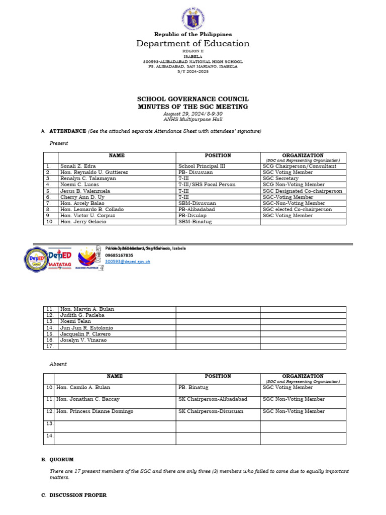 School Governance Council | PDF