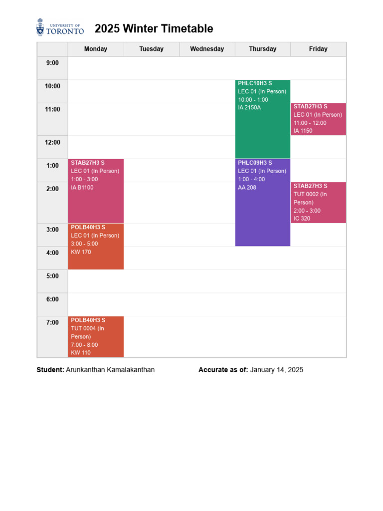 2024 Final Timetable | PDF