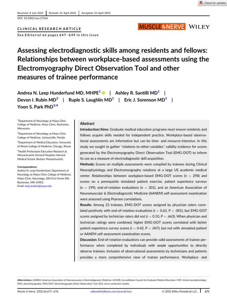 leep-hunderfund-andrea-n-assessing-electrodiagnostic | PDF | Electromyography | Nervous System