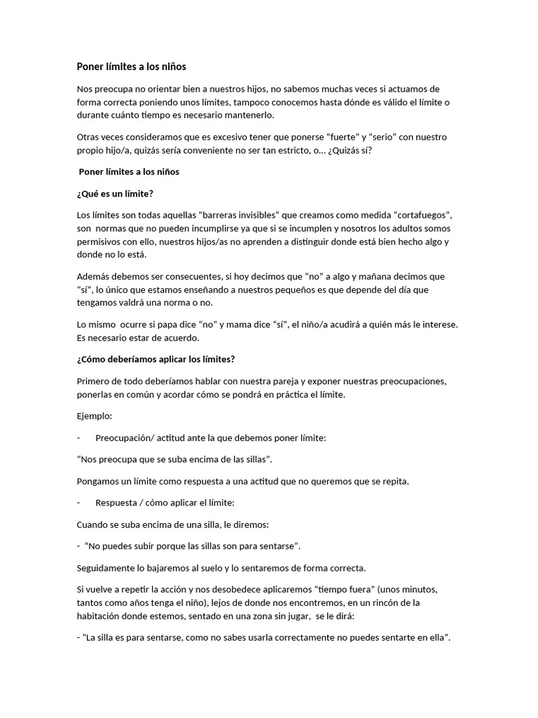 Cómo Poner Límites a los Niños | PDF