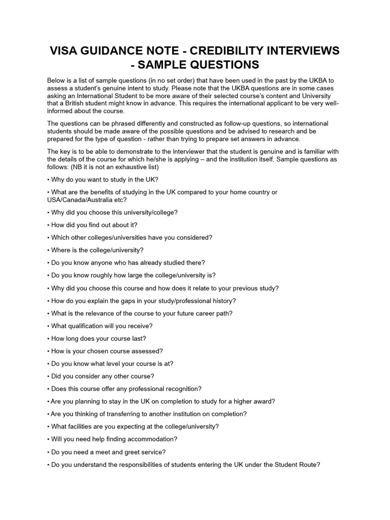Credibility Interview - Possible Questions | PDF