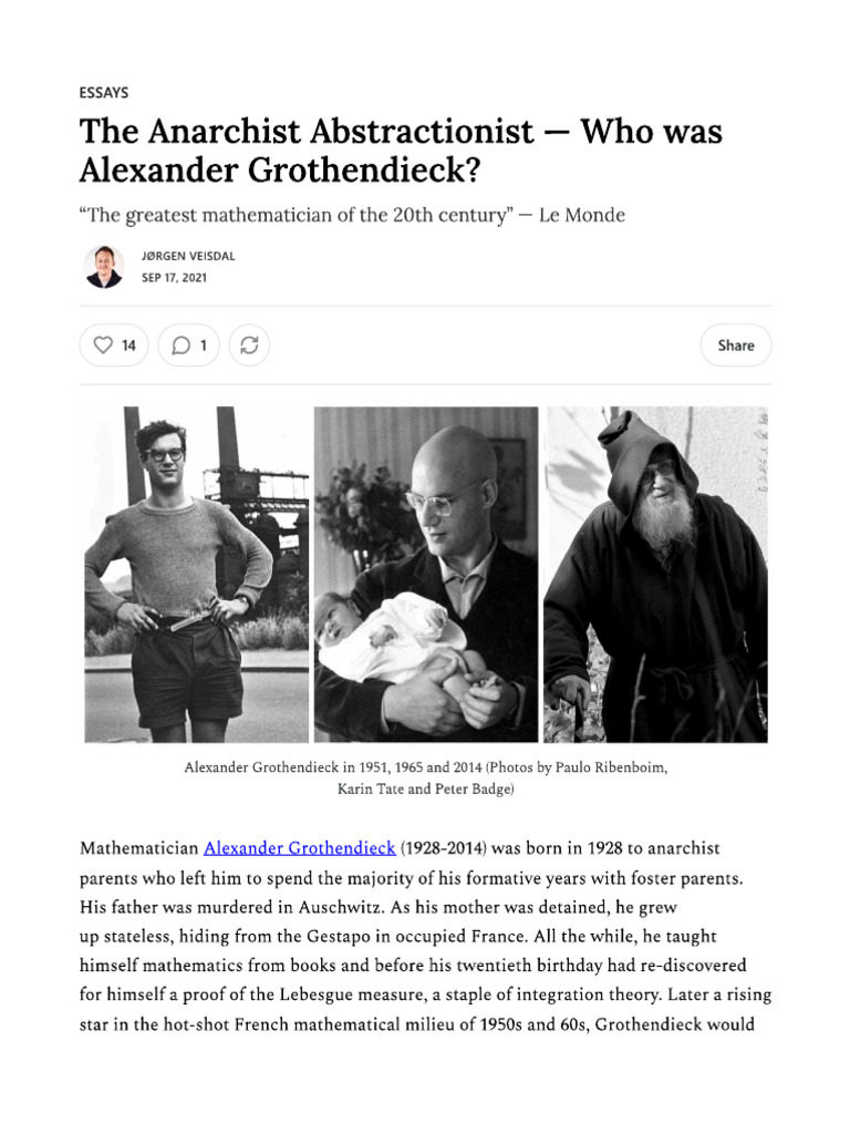 The Anarchist Abstractionist. Who Was Alexander Grothendieck | PDF