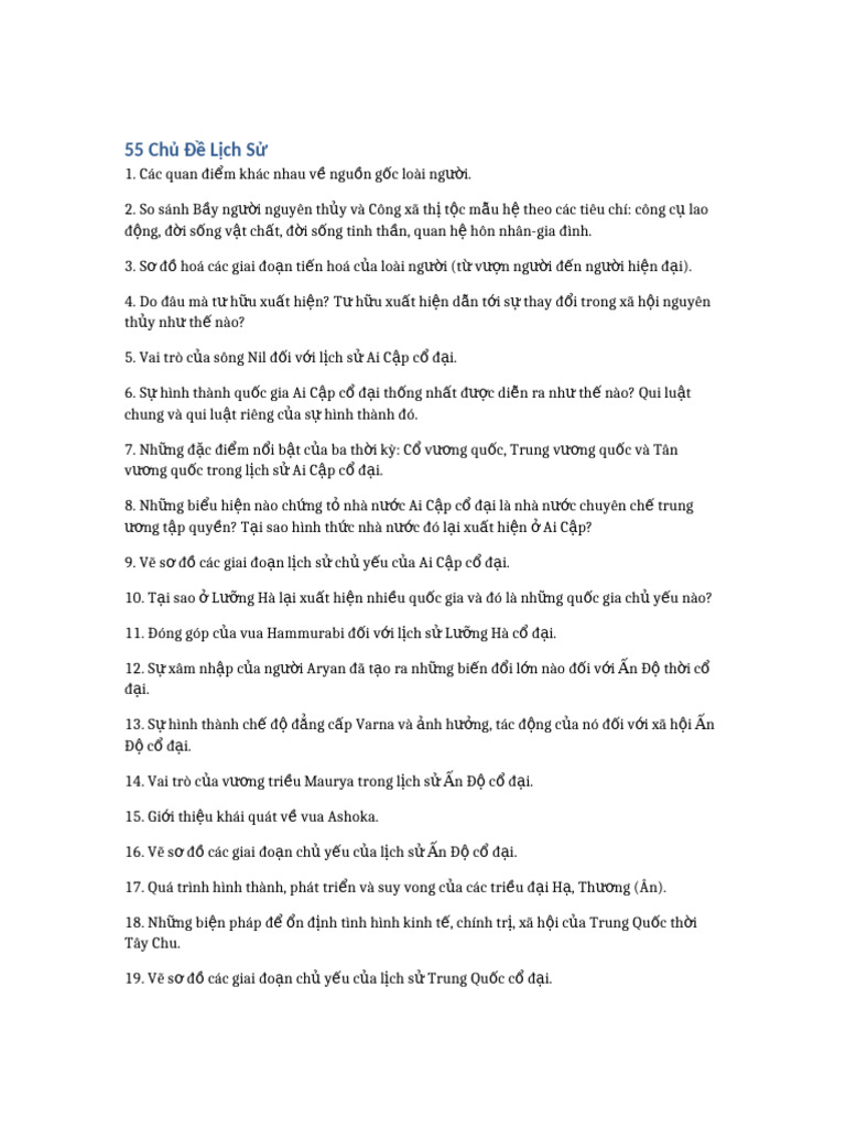 55 Chu de Lich Su | PDF