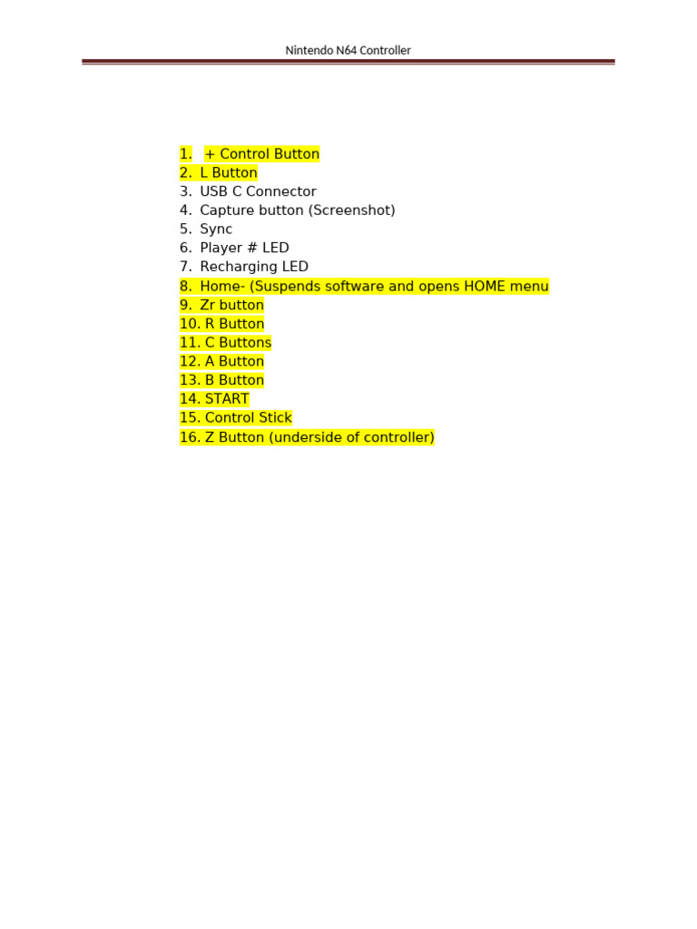 N64 Controller Configuration | PDF