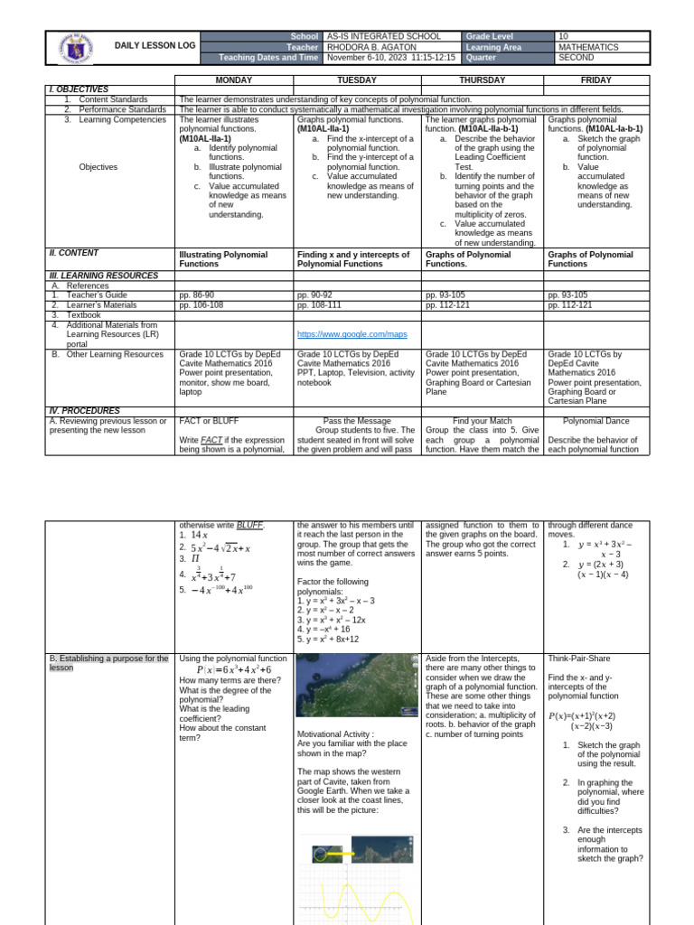 MATH-10-DLL-W1 | PDF | Polynomial | Zero Of A Function