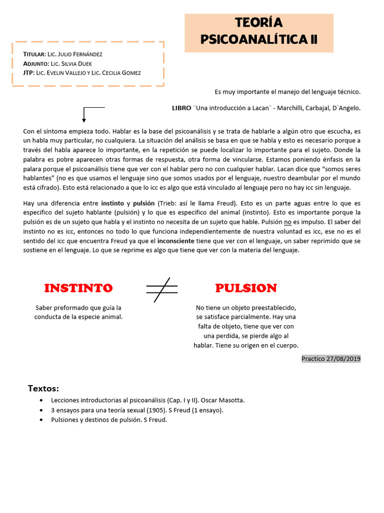 Pulsión y Lenguaje en Psicoanálisis | PDF | Libido | Jacques Lacan