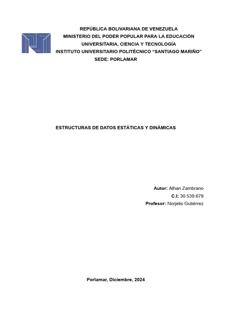 Estructuras de Datos: Estáticas y Dinámicas | PDF | Tipo de datos | Números