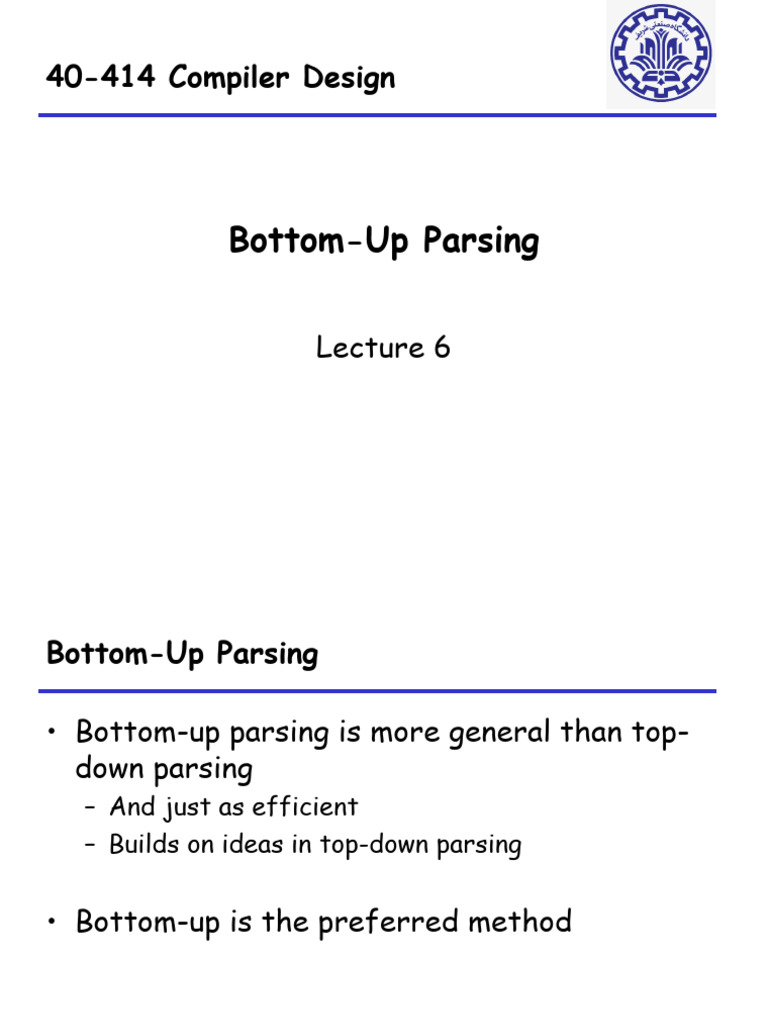 6 Lecture06 Bottom Up Parsing Pdf Computer Programming