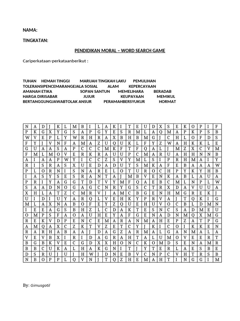 Permainan Subjek Pendidikan Moral | PDF