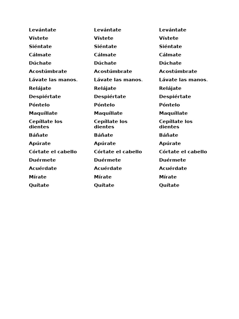 Reflexive Verbs Pronunciation List | PDF