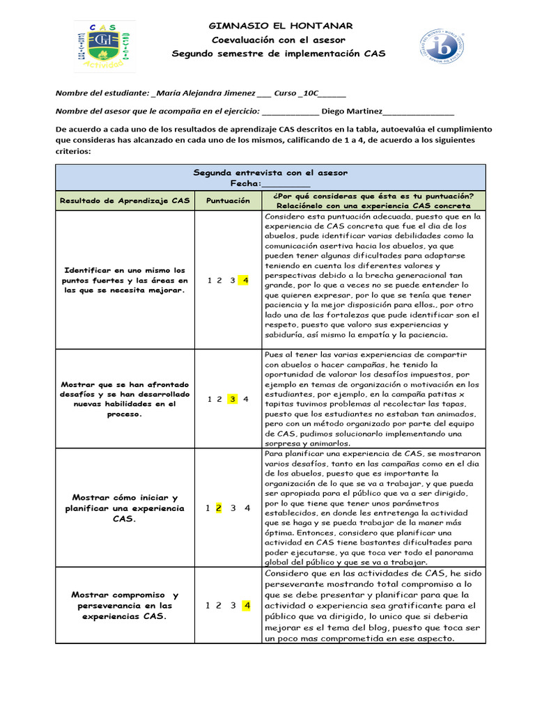 Evaluación CAS: Desafíos y Logros | PDF