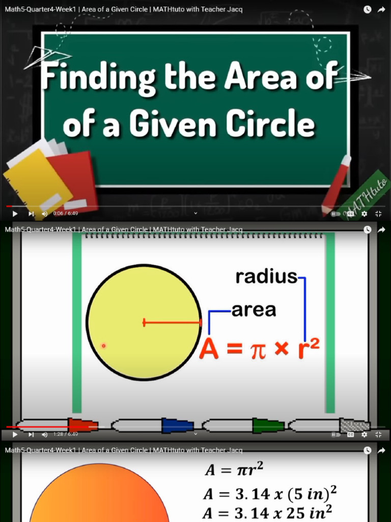 Math 5 q4 w1 - FINDING THE AREA OF CIRCLE | PDF