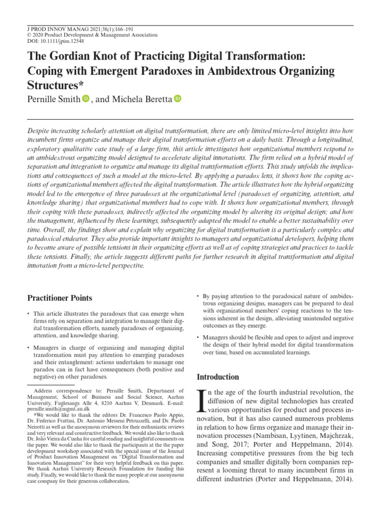 The Gordian Knot of Practicing Digital Transformation | PDF ...