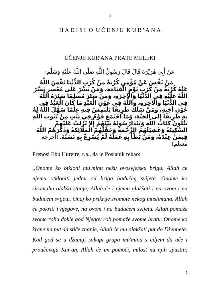 Hadisi o Učenju Kurana - Prezentacija - Nova | PDF