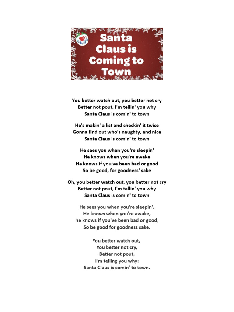 Santa Claus Is Coming To Town | PDF